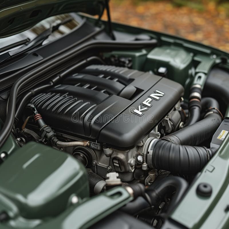 Open car hood closeup stock illustration. Illustration of motor - 306235197