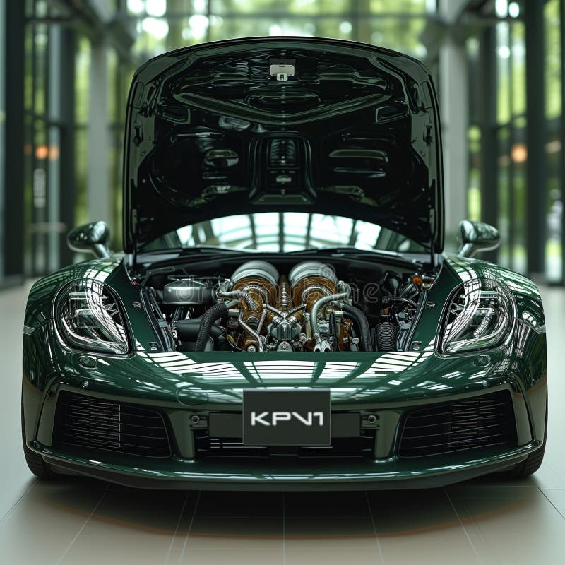 Open car hood closeup stock illustration. Illustration of ...