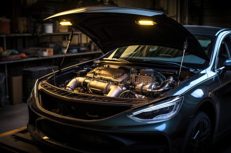 Car Engine Revealing Internal Components and Mechanisms Stock ...