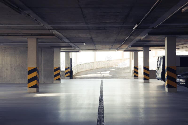 Open Car Parking Garage with Ramp on Sunny Day Stock Image - Image of ...