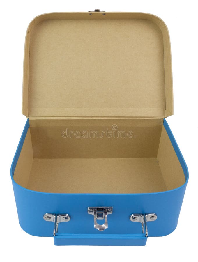 Open Cardboard Blue Lunch Box Stock Photo - Image of empty, isolated ...