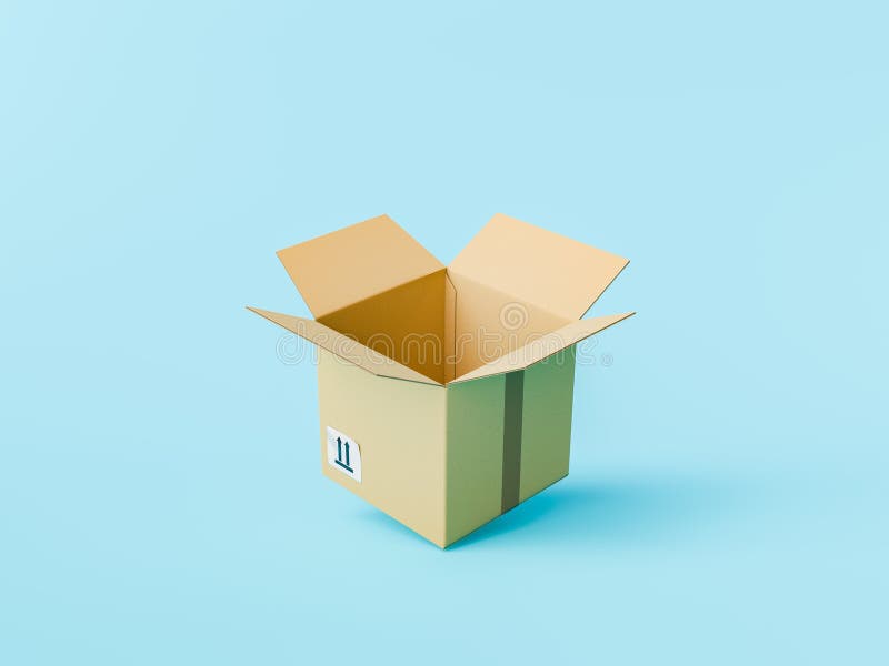 Open Cardboard Box on Blue Background Stock Illustration - Illustration ...