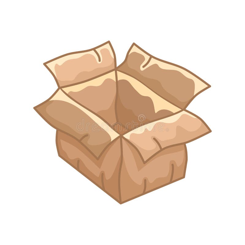 Open Cardboard Box. Colorful Hand Drawn Illustration Stock Vector ...