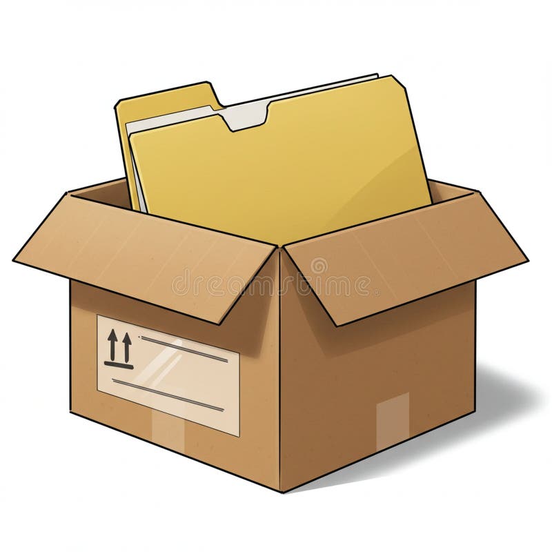 A Yellow File Cabinet Icon with Open Drawers Isolated on a White ...