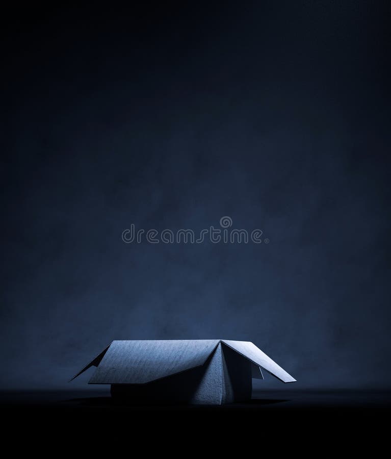 An Open Cardboard Box in the Dark Stock Illustration - Illustration of ...