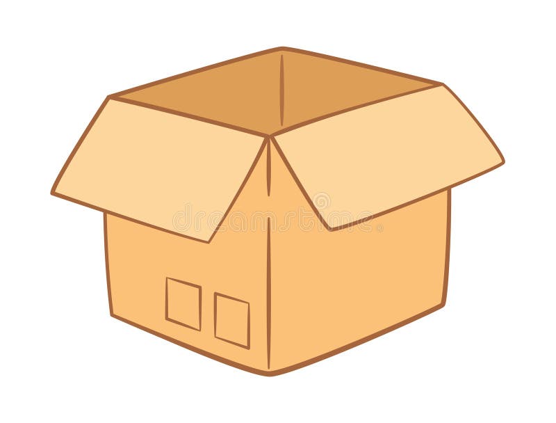 Open Cardboard Box Delivery Hand Drawn Flat Style Isolated Icon Stock ...