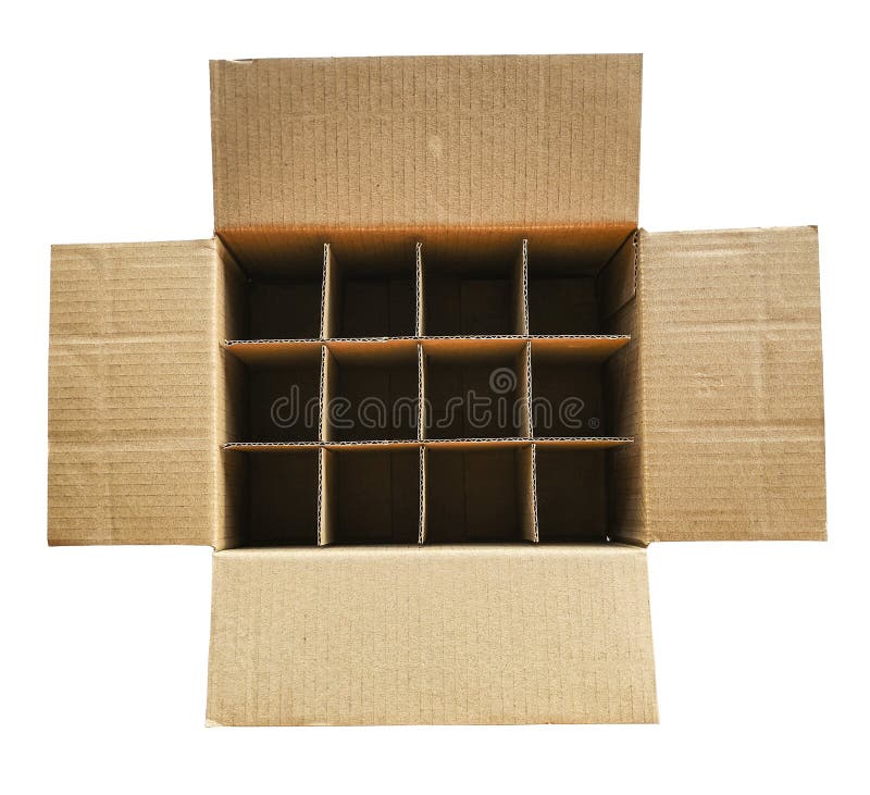 Open Cardboard Box with Dividers, Ideal for Secure Packaging and ...