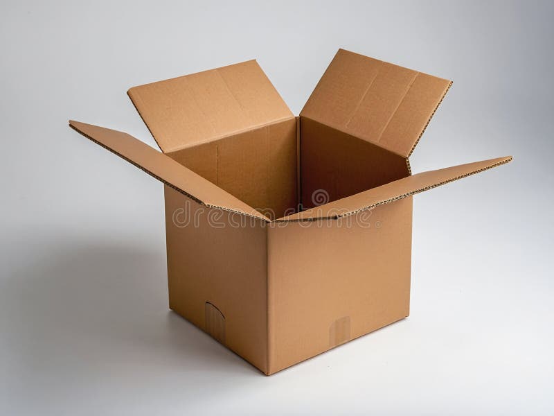 Open Cardboard Box Empty Corrugated Folding Carton Packaging on White ...
