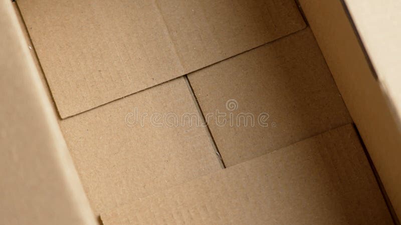 Open Cardboard Box. Empty Paper Parcel Container Close Up Stock Footage ...
