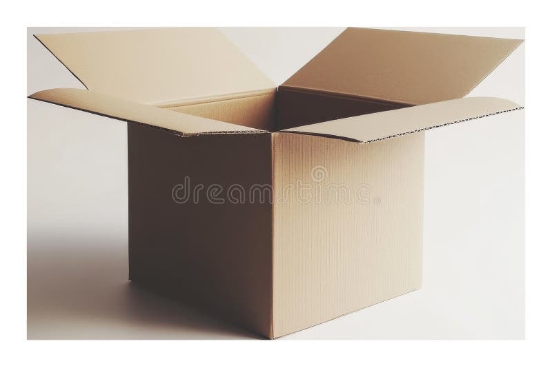 Open Cardboard Box with Flaps, Isolated on White. Packaging and ...