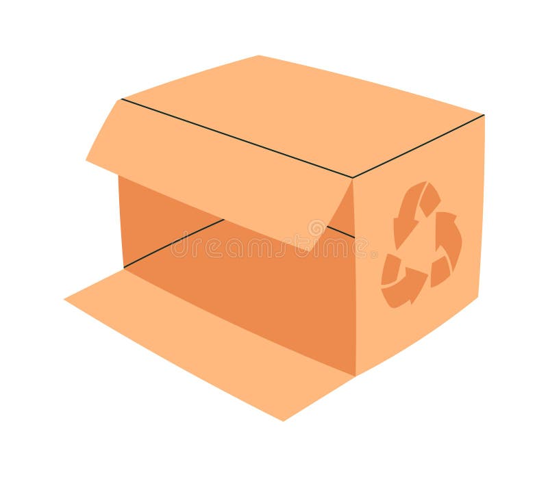 Open Cardboard Box Flat Icon Paper Recycling Stock Vector ...
