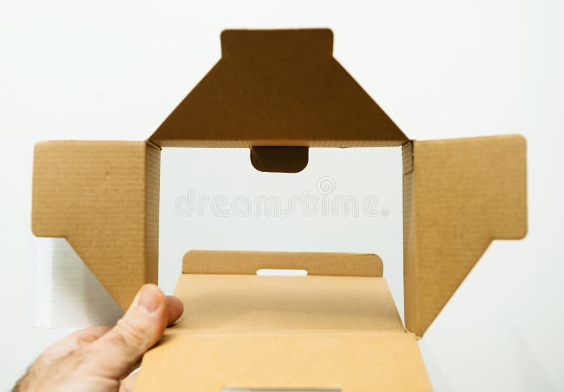 Open Cardboard Box with Folded Flaps Stock Image - Image of detail ...