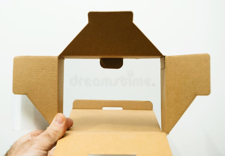 Open Cardboard Box with Folded Flaps Stock Image - Image of detail ...