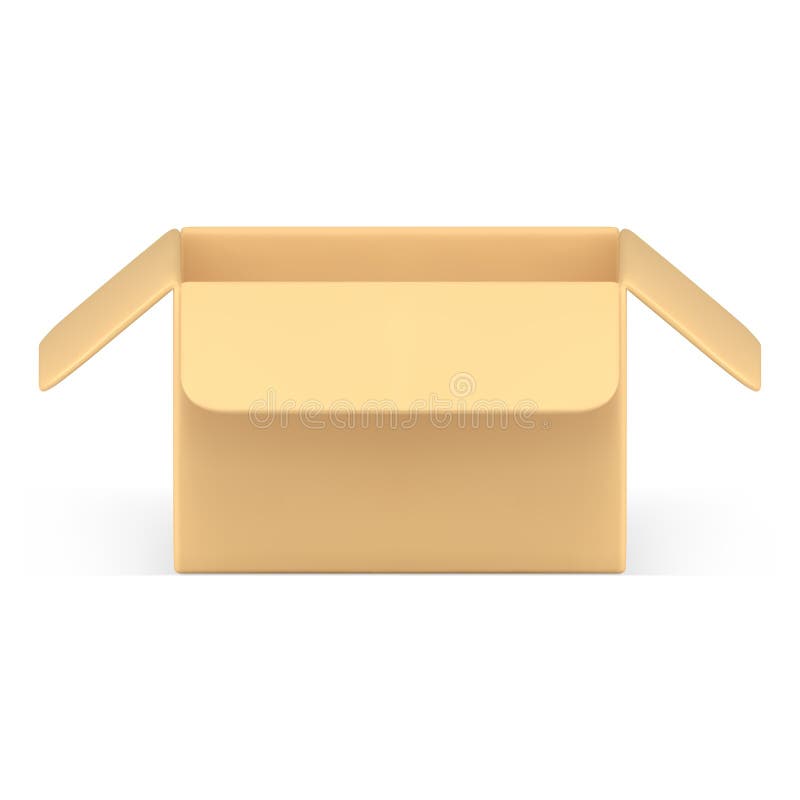 Open Cardboard Box Front View 3d Icon Realistic Vector Illustration ...