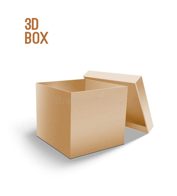 Open Cardboard Box Icon. 3d Model of Box. Stock Vector - Illustration ...