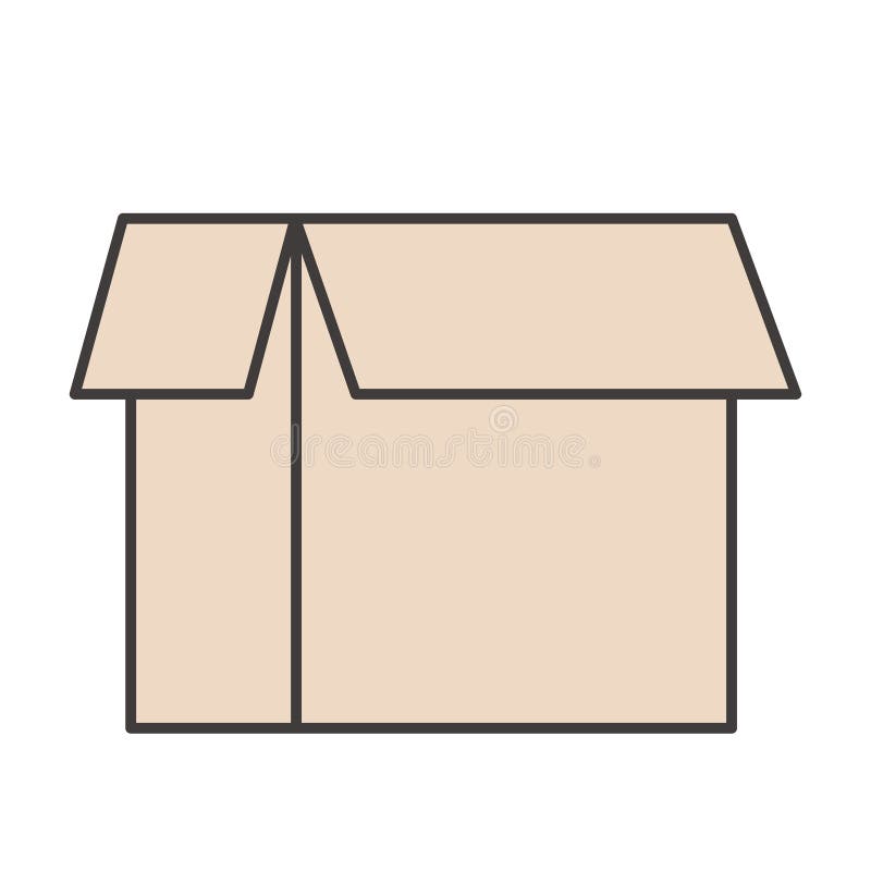 Open Cardboard Box Isolated Icon on White, Stock Vector Illustration ...