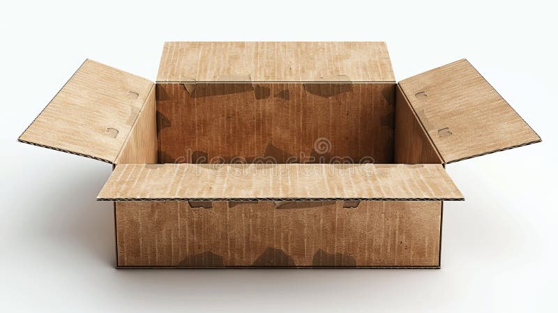 Open Cardboard Box on White Background, Top View. Packaging and ...