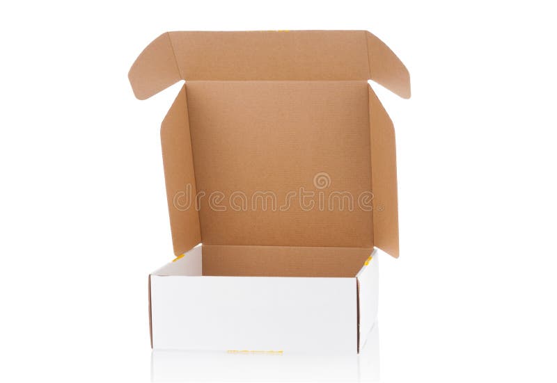 Open Cardboard Box Isolated on White Background Stock Photo - Image of ...
