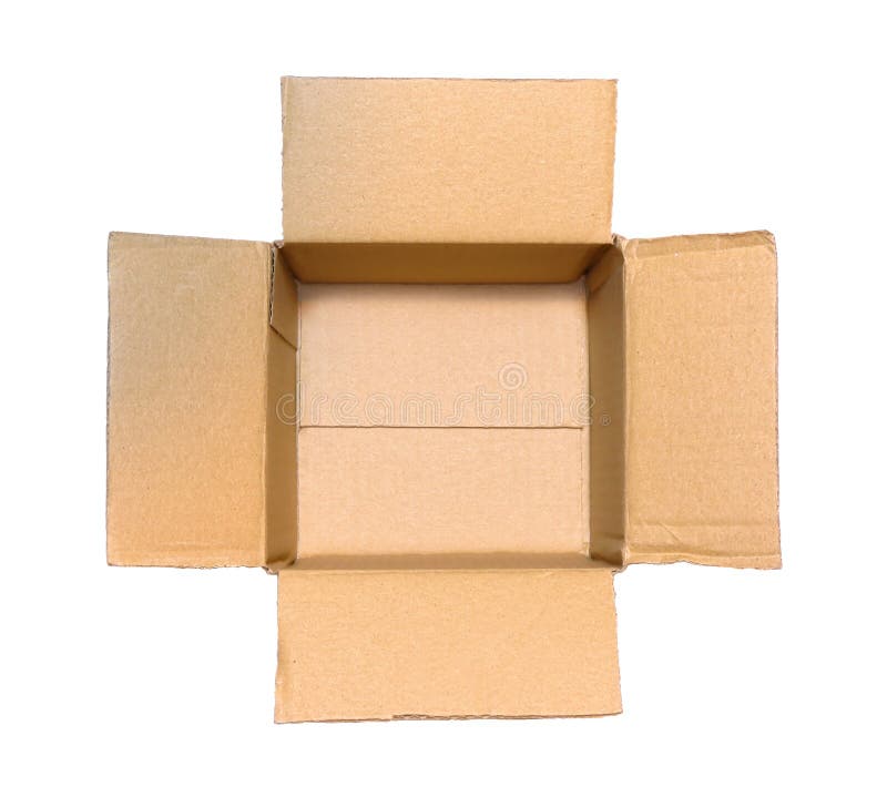 Open Cardboard Box Isolated on a White Background Stock Image - Image ...