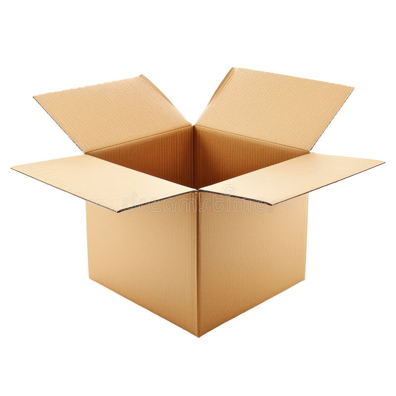 Open Cardboard Box Isolated on White. Ready To Ship, Move or Store ...
