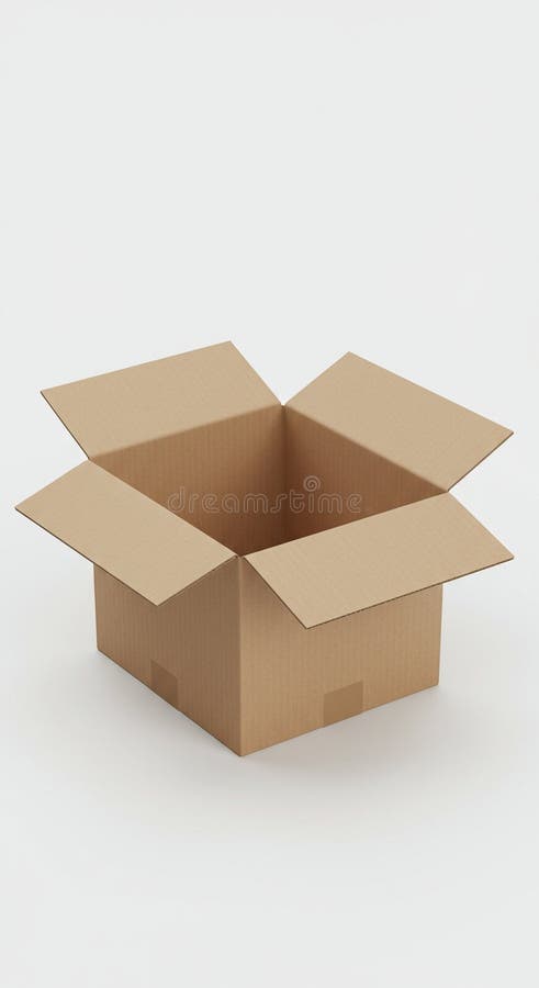 An Open Cardboard Box Made of Brown Corrugated Material on a Light ...