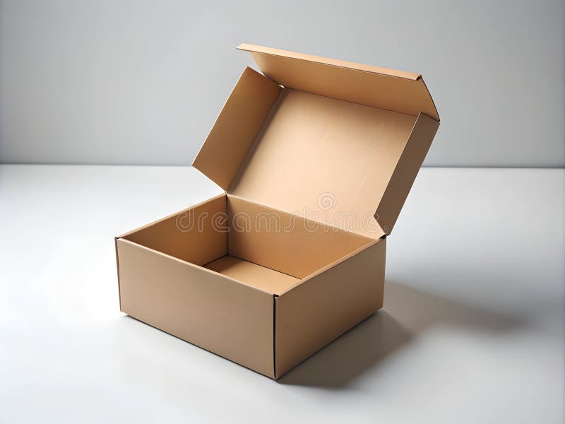 Open Cardboard Box Mockup on White Background for Product or Packaging ...