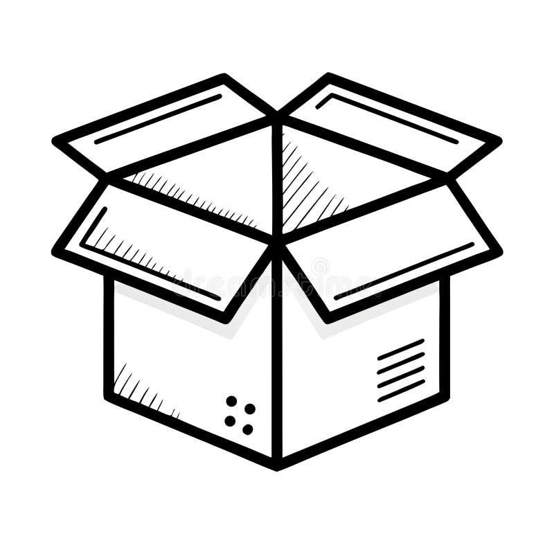 Open Cardboard Box Outline Illustration for Packaging Logo Design and ...