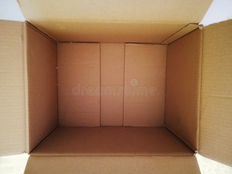 Open Cardboard Box Photographed from Above Stock Image - Image of post ...