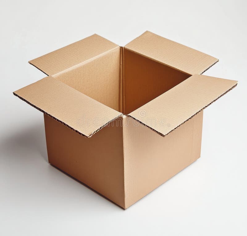 Open Cardboard Box on a Plain Surface Ready for Packing Items or ...