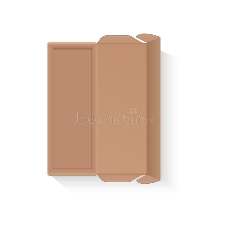 Open Cardboard Box of Rectangular Shape, Top View of Empty Parcel with ...