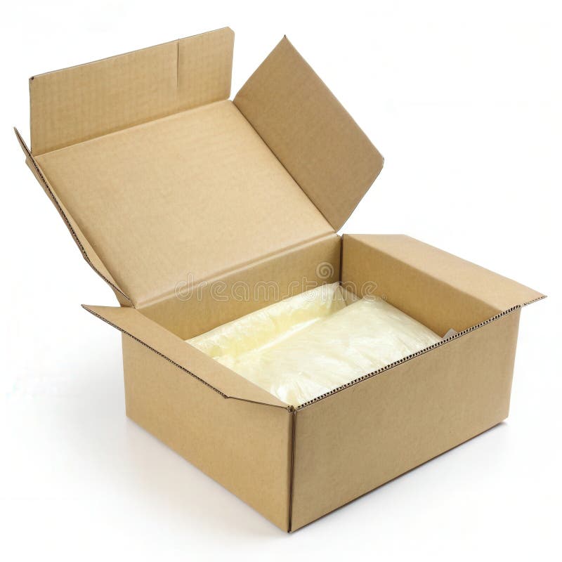 Open Cardboard Box Showcasing Soft White Interior, Perfect for Shipping ...