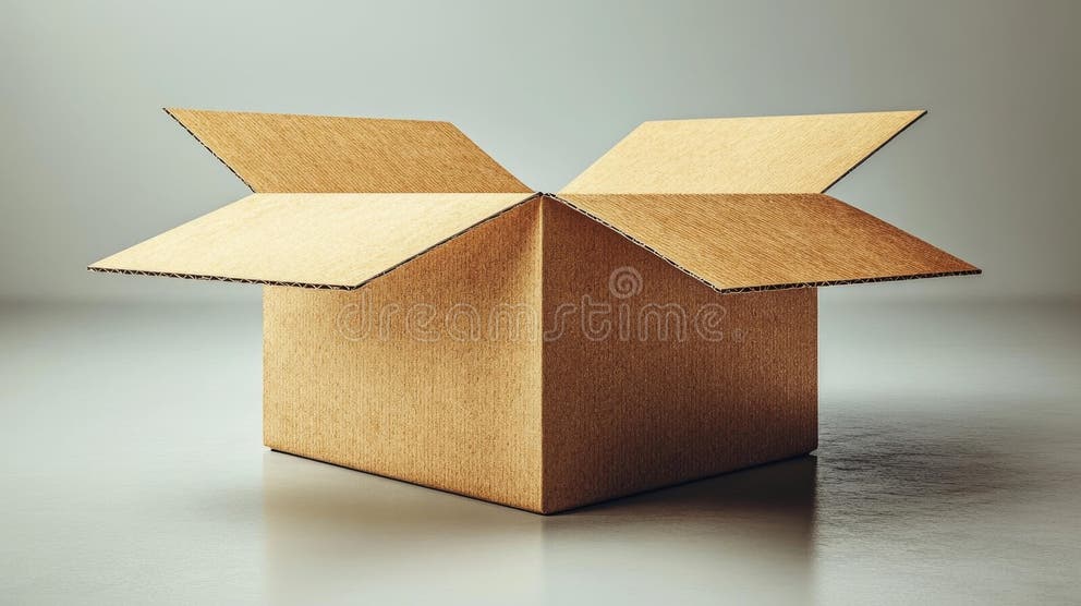 Open Cardboard Box with Smooth Texture and Beige Color Stock ...