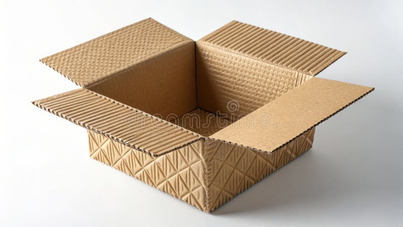 Open Cardboard Box Square Composition, Embossed Texture, Empty Concept ...