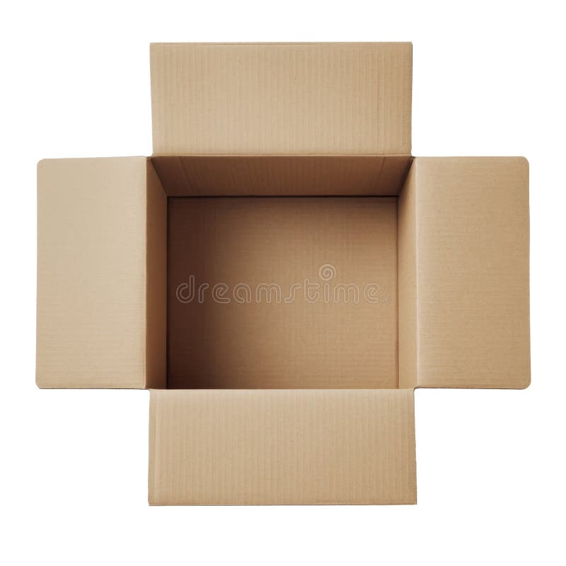 Open Cardboard Box Top View Isolated on White Background Stock ...
