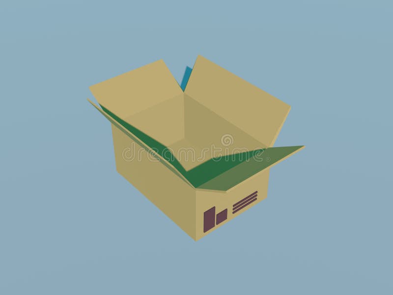Open Cardboard Box on White Backgroaund 3d Rendering Stock Illustration ...