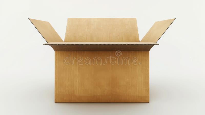 Open Cardboard Box on White Background, Top View. Packaging and ...