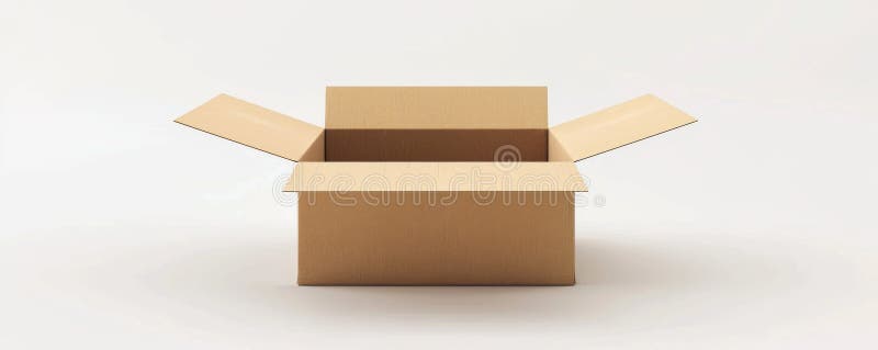 Open Cardboard Box on White Background, Top View. Packaging and ...
