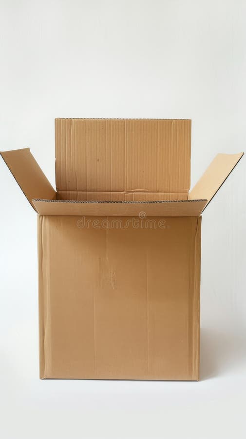 Open Cardboard Box on White Background, Top View. Packaging and ...