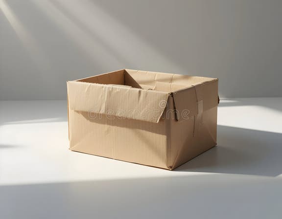 Open Cardboard Box on White Surface in Sunlight for Storage Stock Photo ...