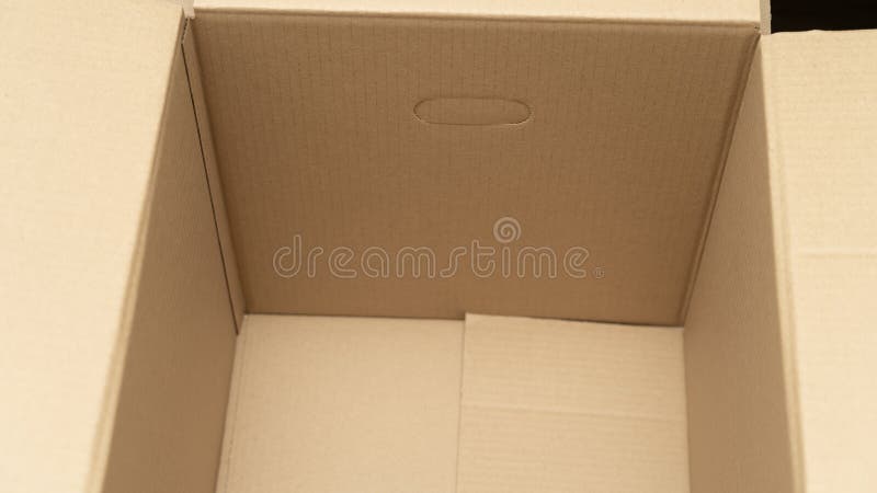 Open Cardboard Boxes Close-up, Cutout for Handle in Cardboard Box Stock ...