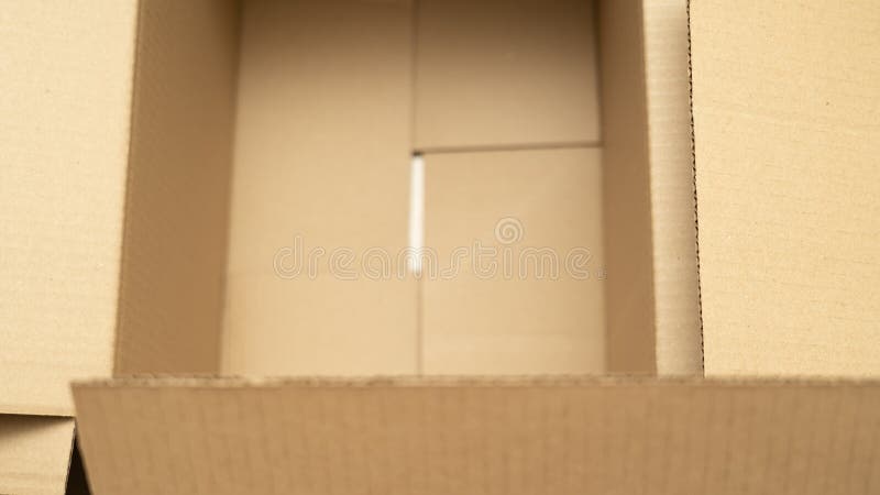 Open Cardboard Boxes Close-up, Cutout for Handle in Cardboard Box Stock ...