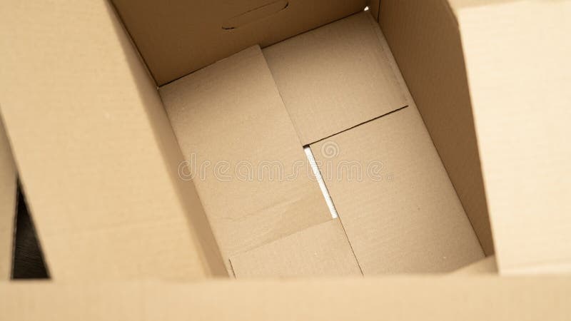 Open Cardboard Boxes Close-up, Cutout for Handle in Cardboard Box Stock ...