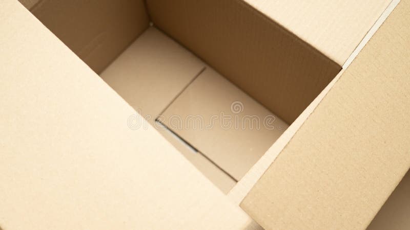 Open Cardboard Boxes Close-up, Cutout for Handle in Cardboard Box Stock ...