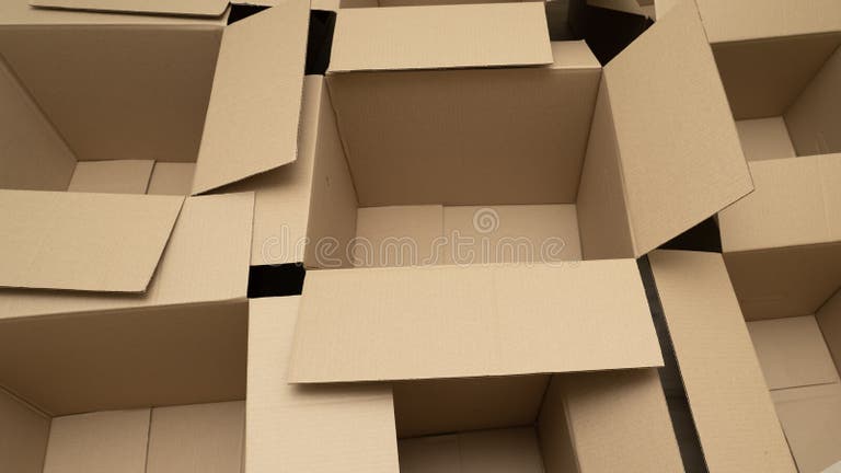 Open Cardboard Boxes Close-up, Cutout for Handle in Cardboard Box Stock ...