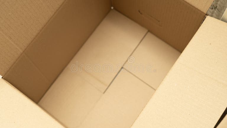 Open Cardboard Boxes Close-up, Cutout for Handle in Cardboard Box Stock ...
