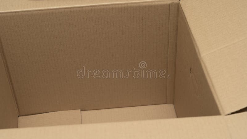 Open Cardboard Boxes Close-up, Cutout for Handle in Cardboard Box Stock ...