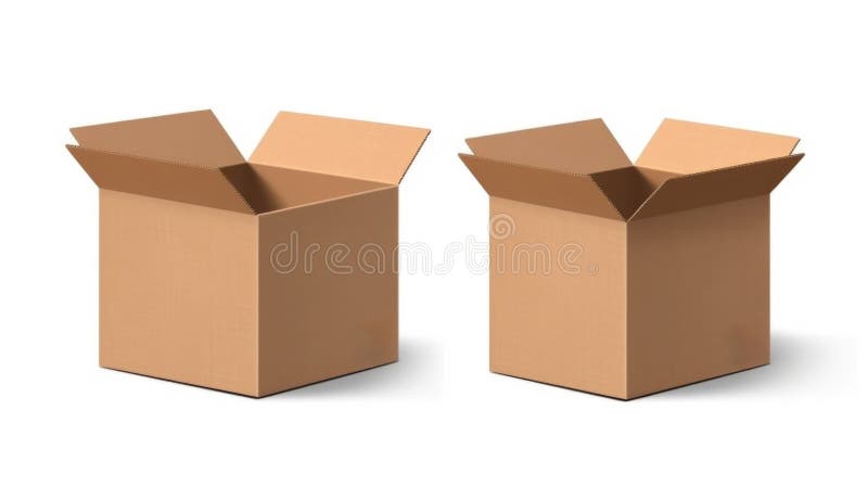 Open Cardboard Boxes on White Background Stock Image - Image of packing ...