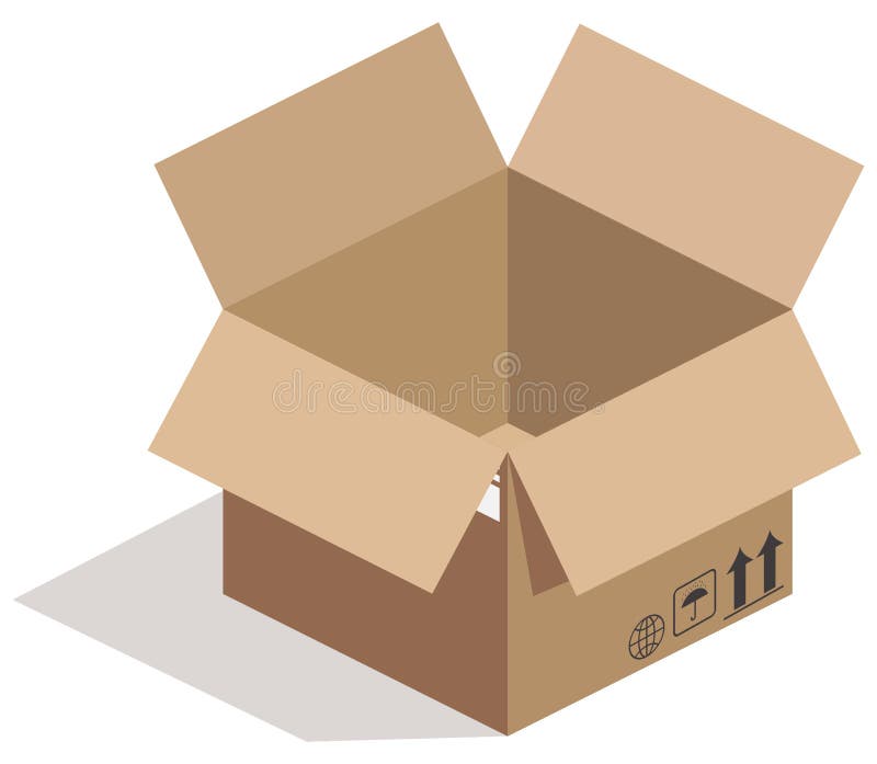 Open carton box on white stock vector. Illustration of tape - 60331400