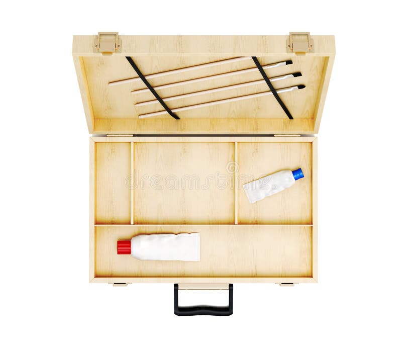 Open Case Accessory of the Artist on a White Background Stock ...