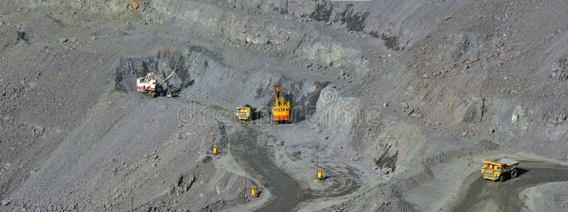 Open-cast mine of iron ore stock photo. Image of drilling - 35438794
